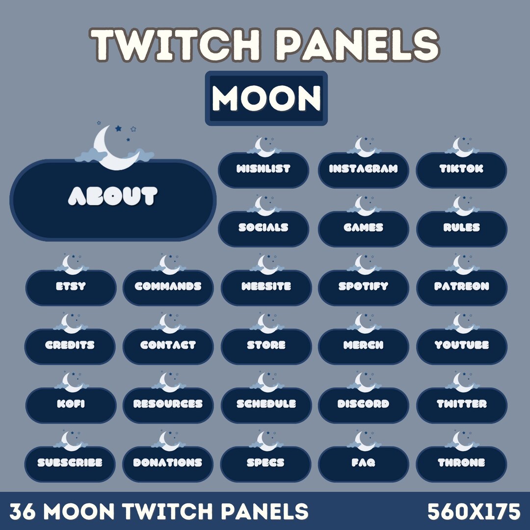 36 Midnight Moon Twitch Panels for Streamers and Streaming - Etsy