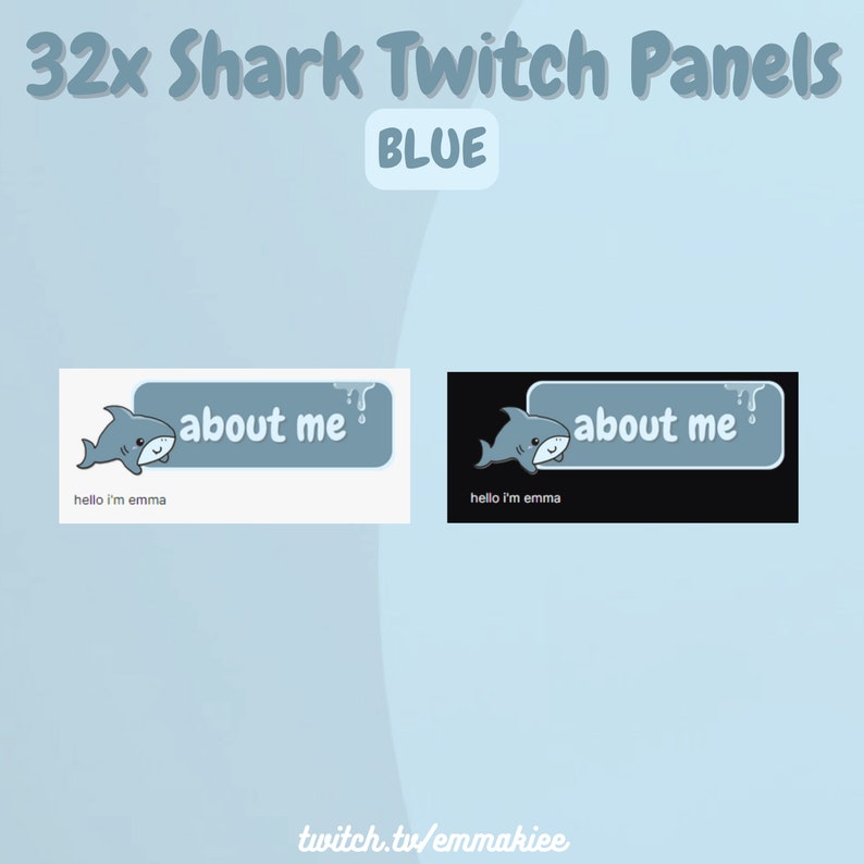 32x Blue Shark Themed Twitch Panels for Streaming and Streamers by ...