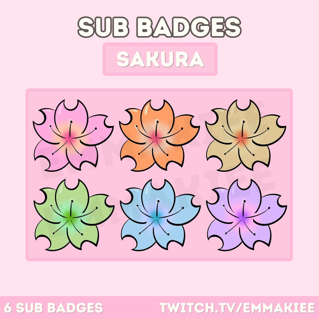 Sakura Twitch Sub Badges Subscriber Emote Streamer Girly Cute - Etsy