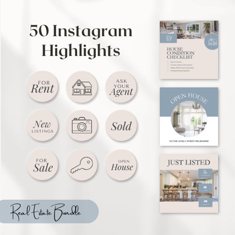 REAL ESTATE Agent Instagram Posts and Stories BUNDLE Templates Digital ...