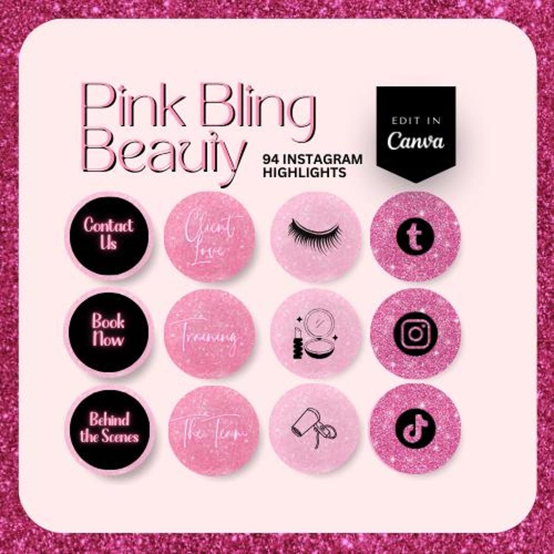 Pink Glam Bling Instagram Highlight Covers | Beauty Business | Sparkly ...