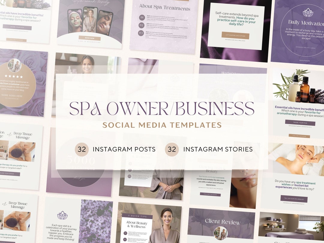 Spa Instagram Posts & Stories Bundle: Canva Templates (MRR) - Etsy