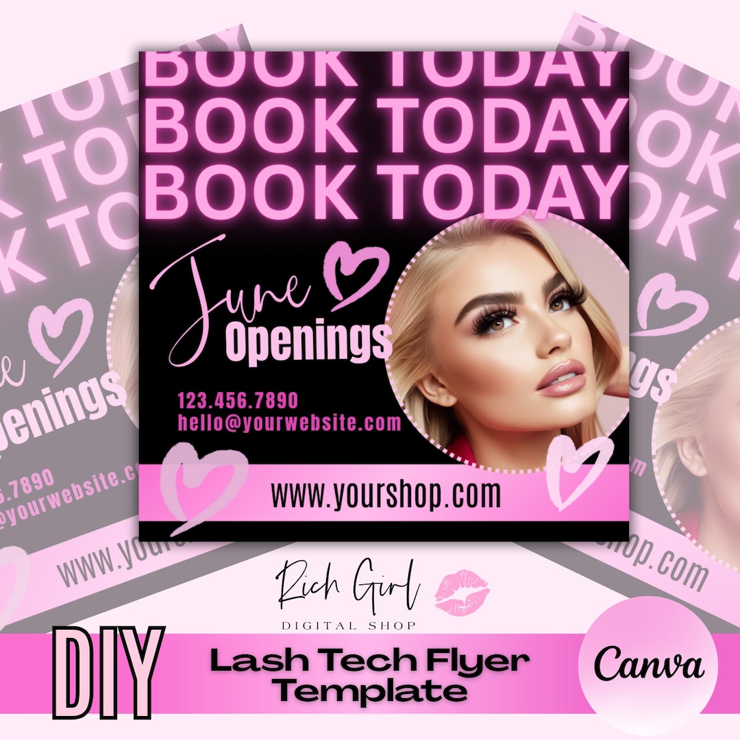 LASH TECH Flyer Template, Lash Extensions Flyer, Lash Promo, Lash Sale ...