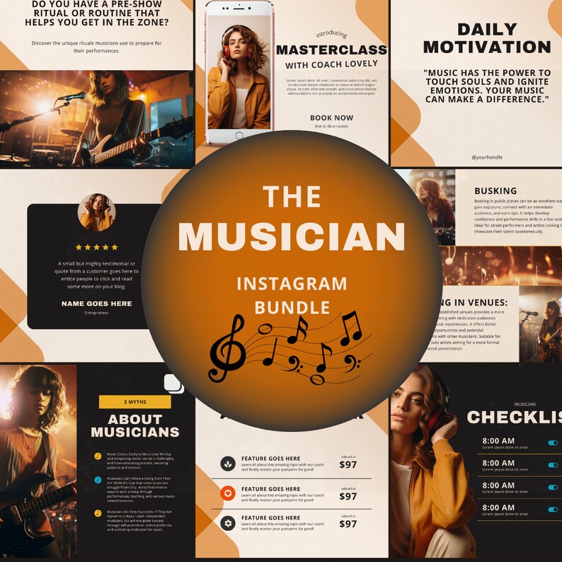 MUSICIAN BUNDLE for INSTAGRAM Posts and Stories - Social Media Musician ...