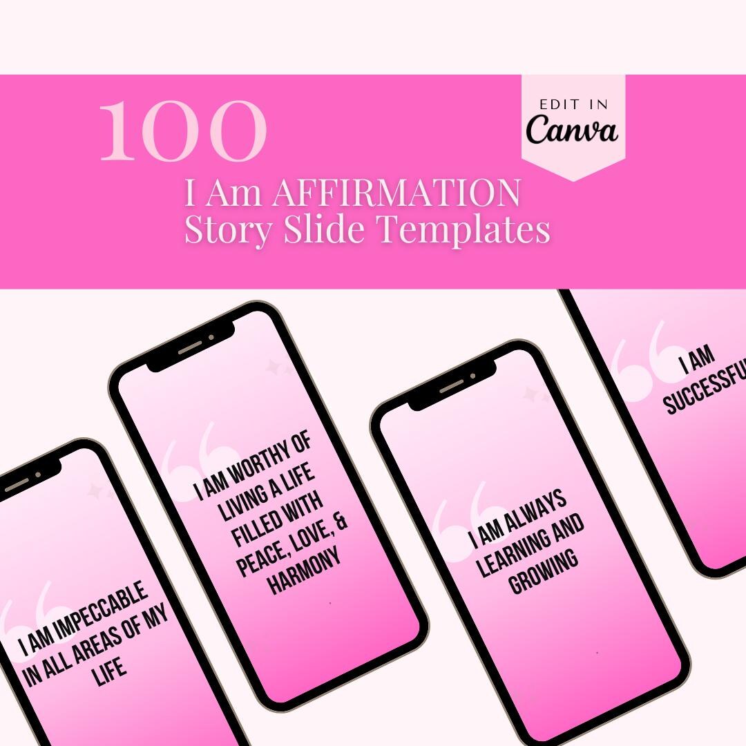 I Am Affirmation Story Slides: Canva Templates (PLR) - Etsy