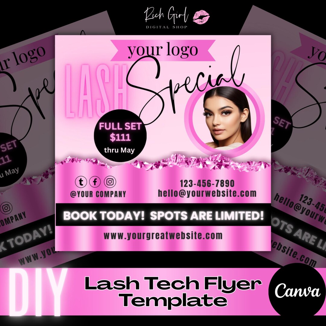 Lash Tech Flyer Template, Lash Extensions Promo (canva) - Etsy