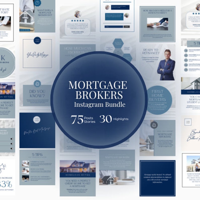 MORTGAGE Broker Instagram Posts Stories Bundle Templates–digital ...