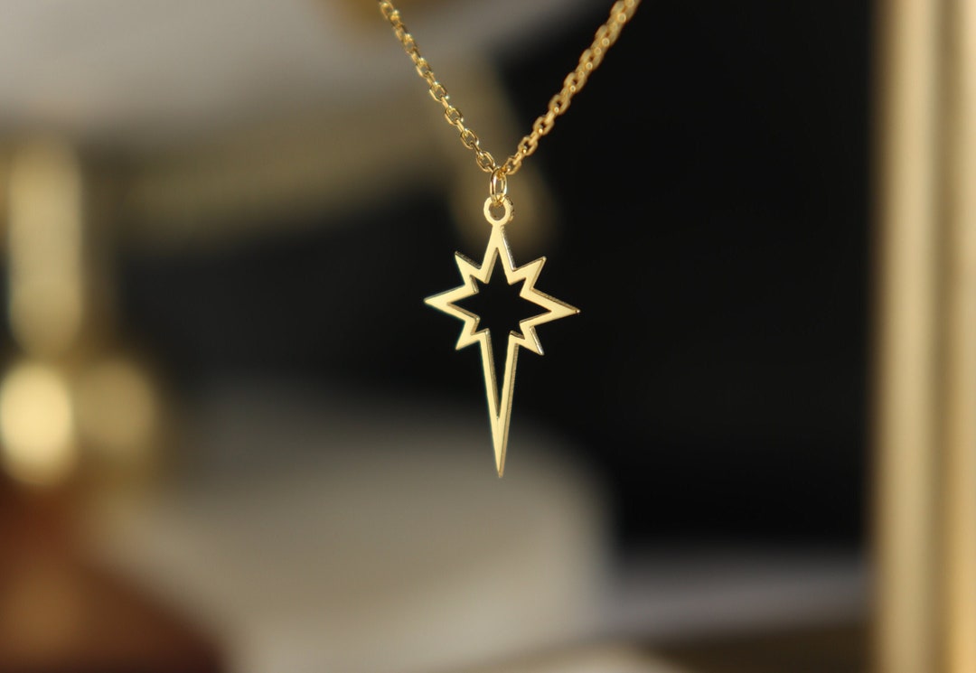 North Star Necklace 14K Gold North Star Pendant Gift for Her - Etsy
