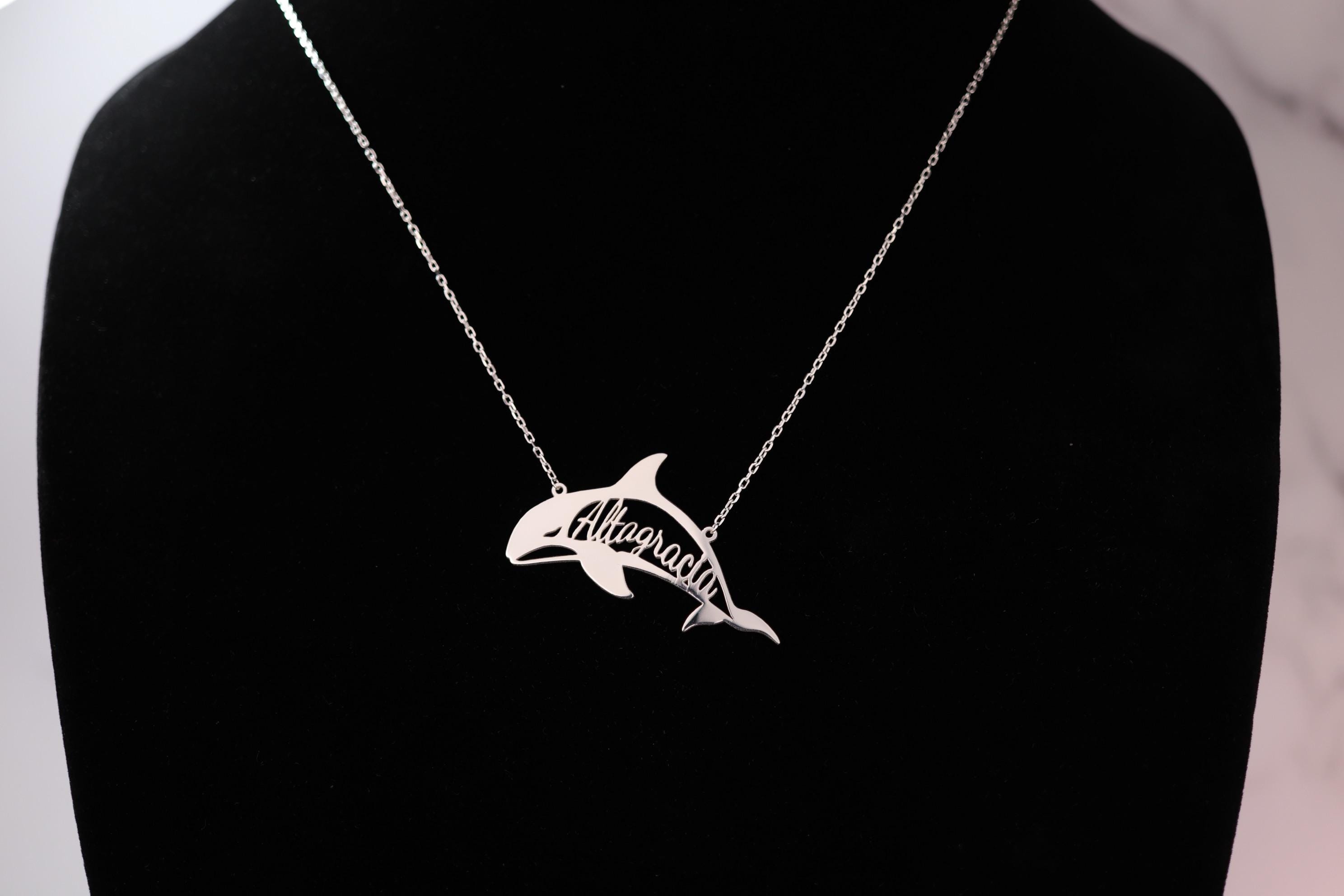 Custom Orca Name Necklace Personalized 925 Sterling Silver Killer Whale ...