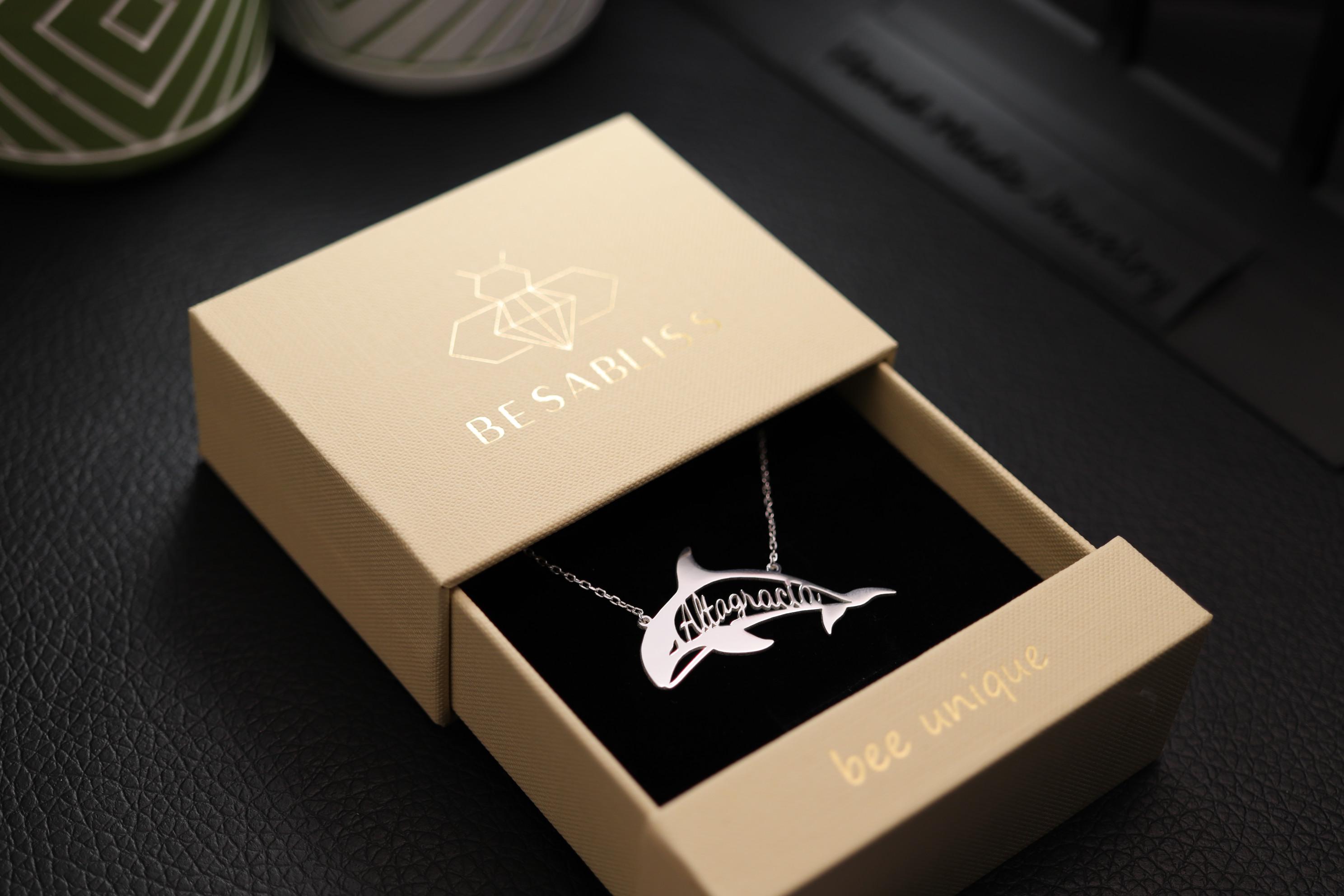 Custom Orca Name Necklace Personalized 925 Sterling Silver Killer Whale ...
