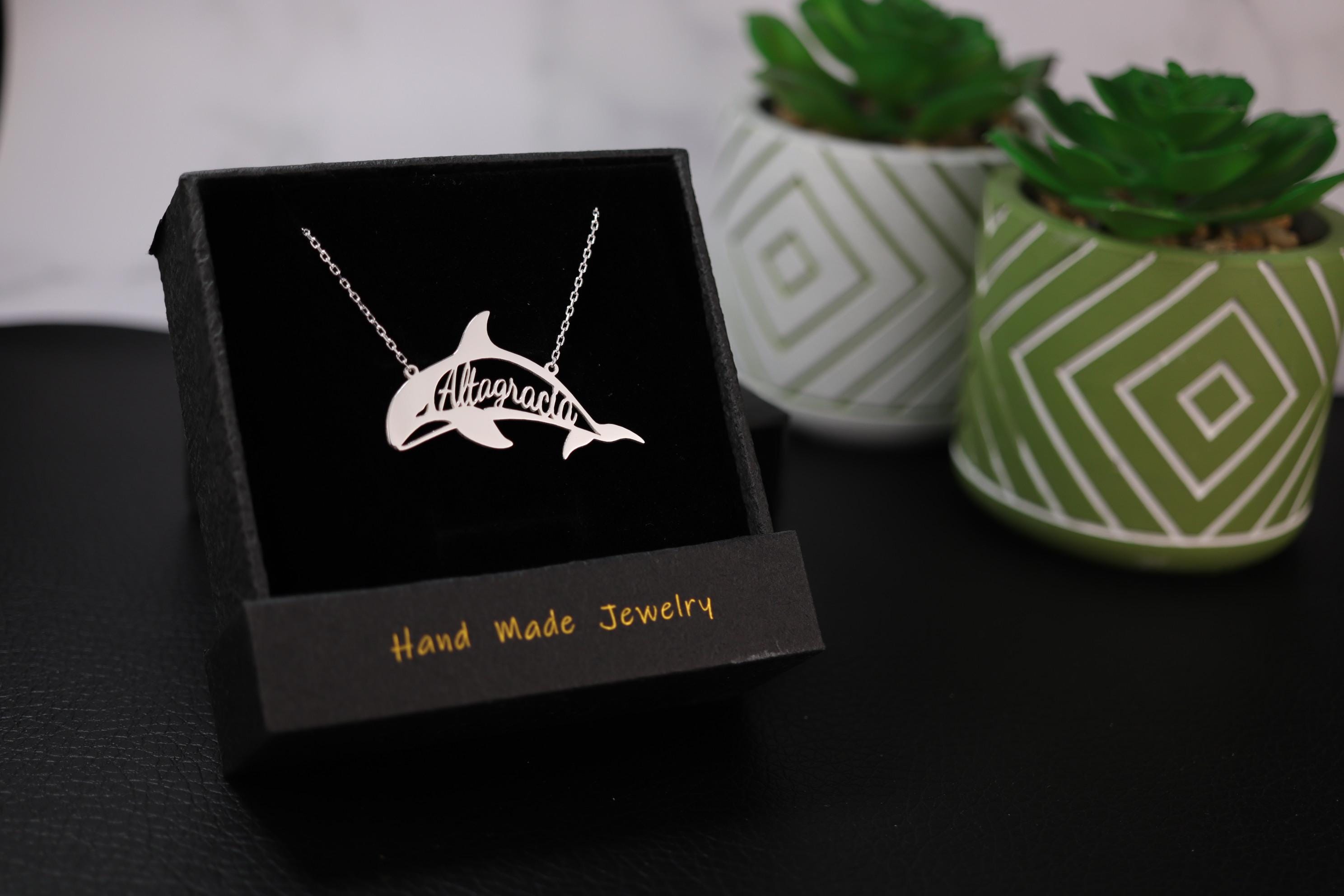 Custom Orca Name Necklace Personalized 925 Sterling Silver Killer Whale ...