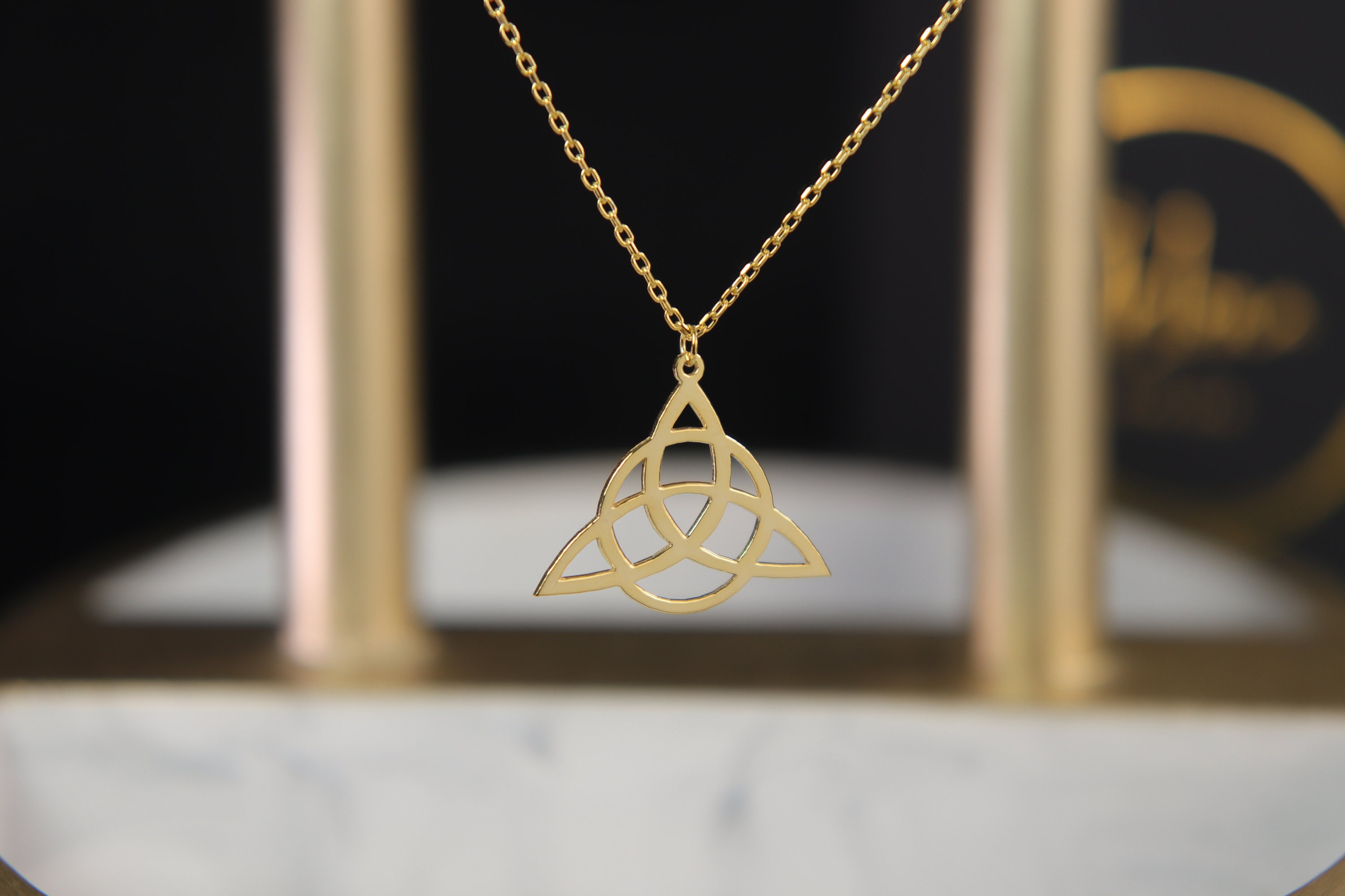 Celtic Knot 14K Gold Trinity Knot Necklace 14K White Gold Spiritual ...