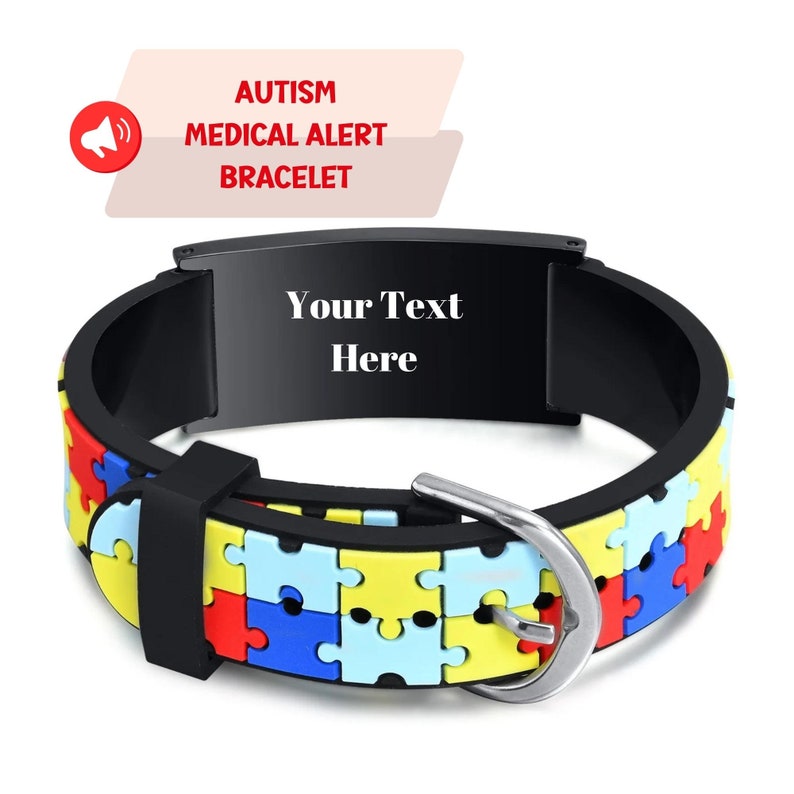 Autism Kids Medical Alert Bracelet, Custom Engraved Cute Medical ID ...