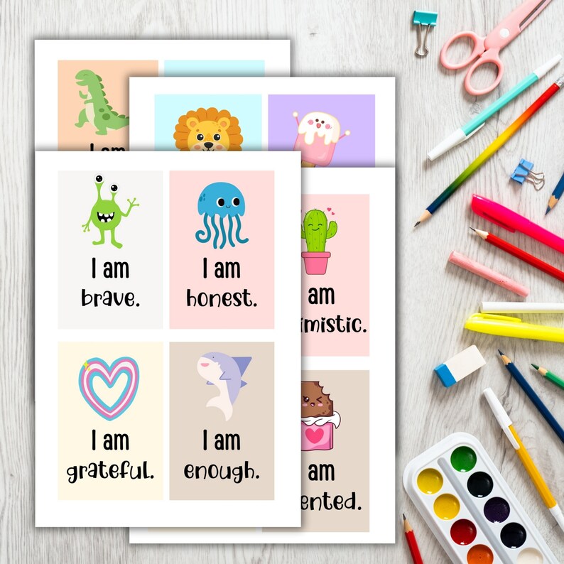 Positive Affirmation Cards for Kids, Positive Quotes, Self Esteem ...
