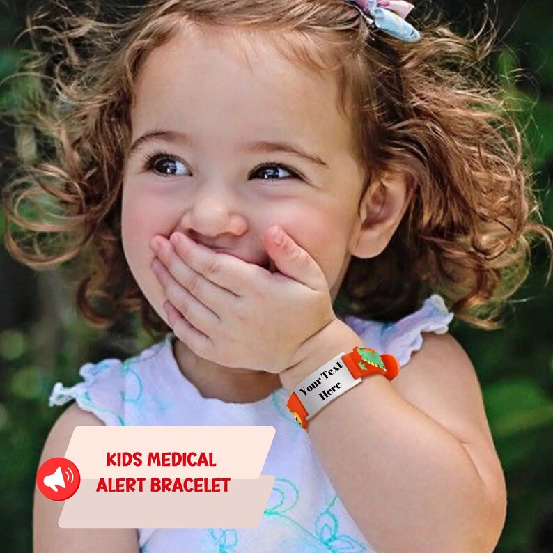 Kids Medical Alert Bracelet, Custom Engraved Cute Medical ID ...
