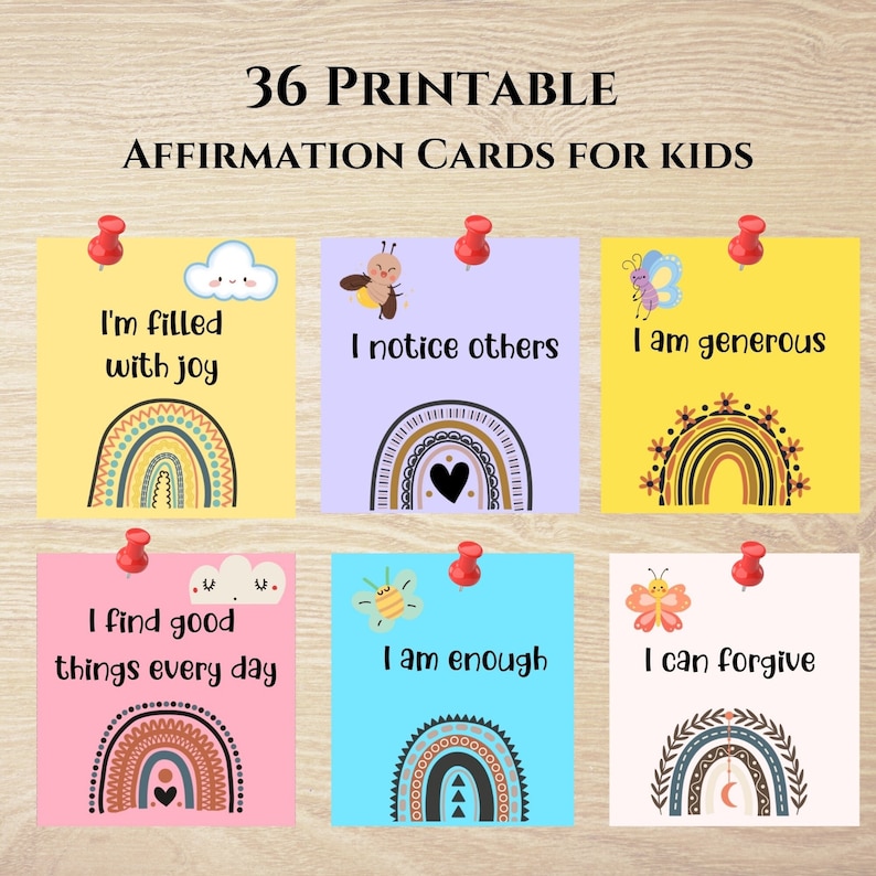 Affirmation Cards for Kids, Positive Quotes, Self Esteem, Confidence ...