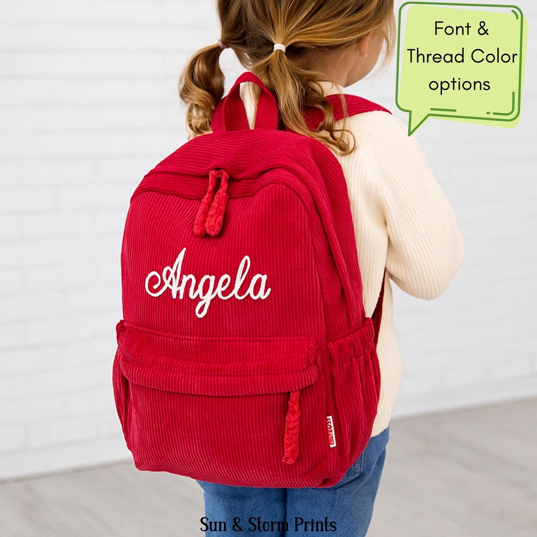 Personalized Kids Backpack With Name, Custom Embroidered Corduroy ...