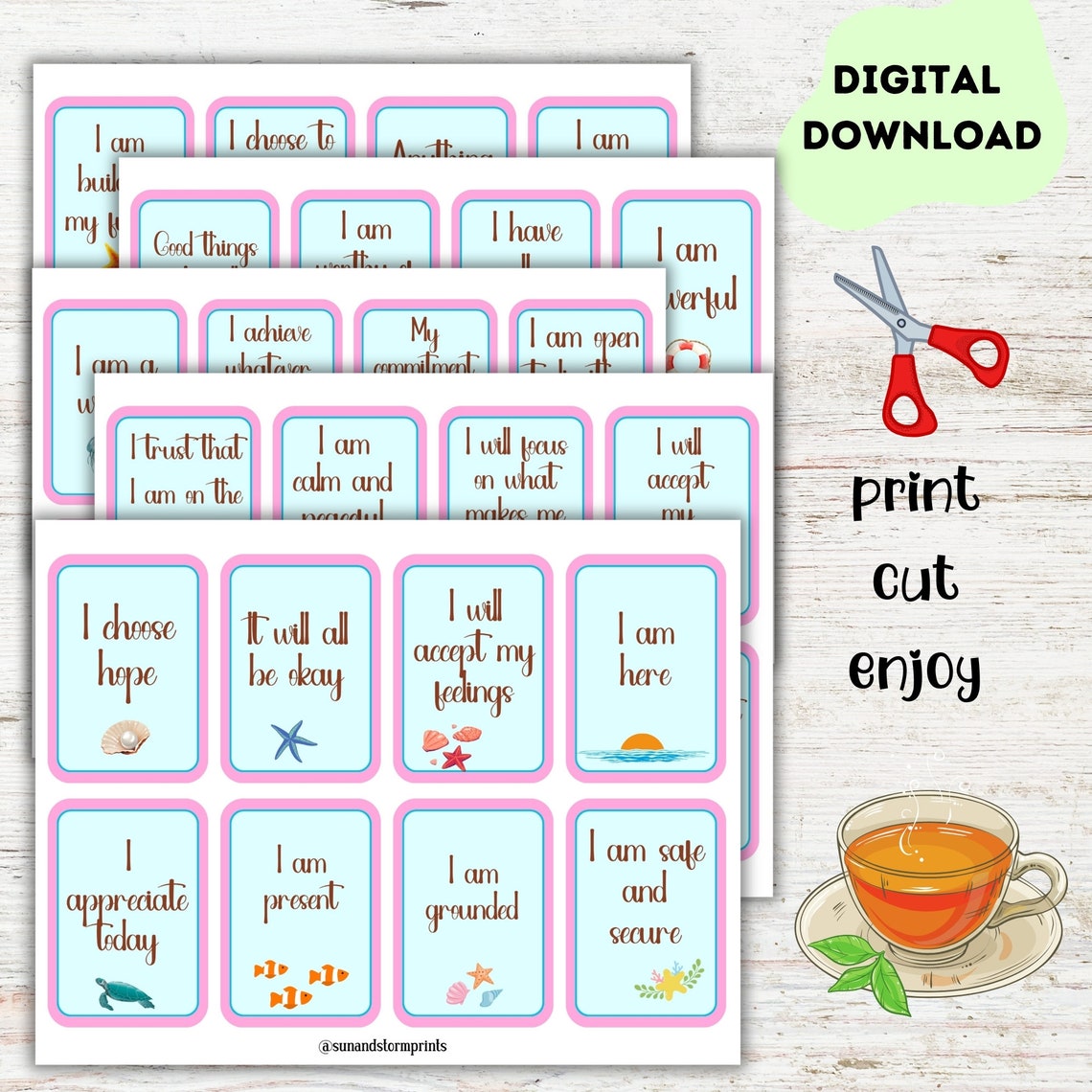 Mindful Affirmation Cards, Positive Quotes, Self Esteem, Confidence ...