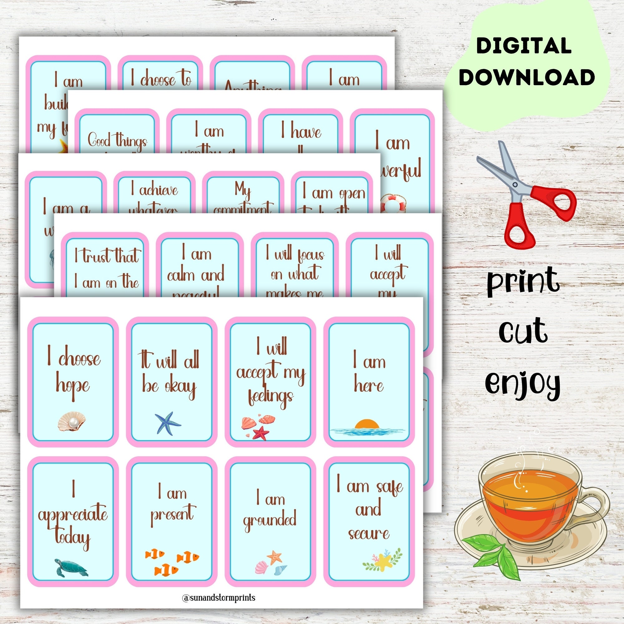 Mindful Affirmation Cards, Positive Quotes, Self Esteem, Confidence ...