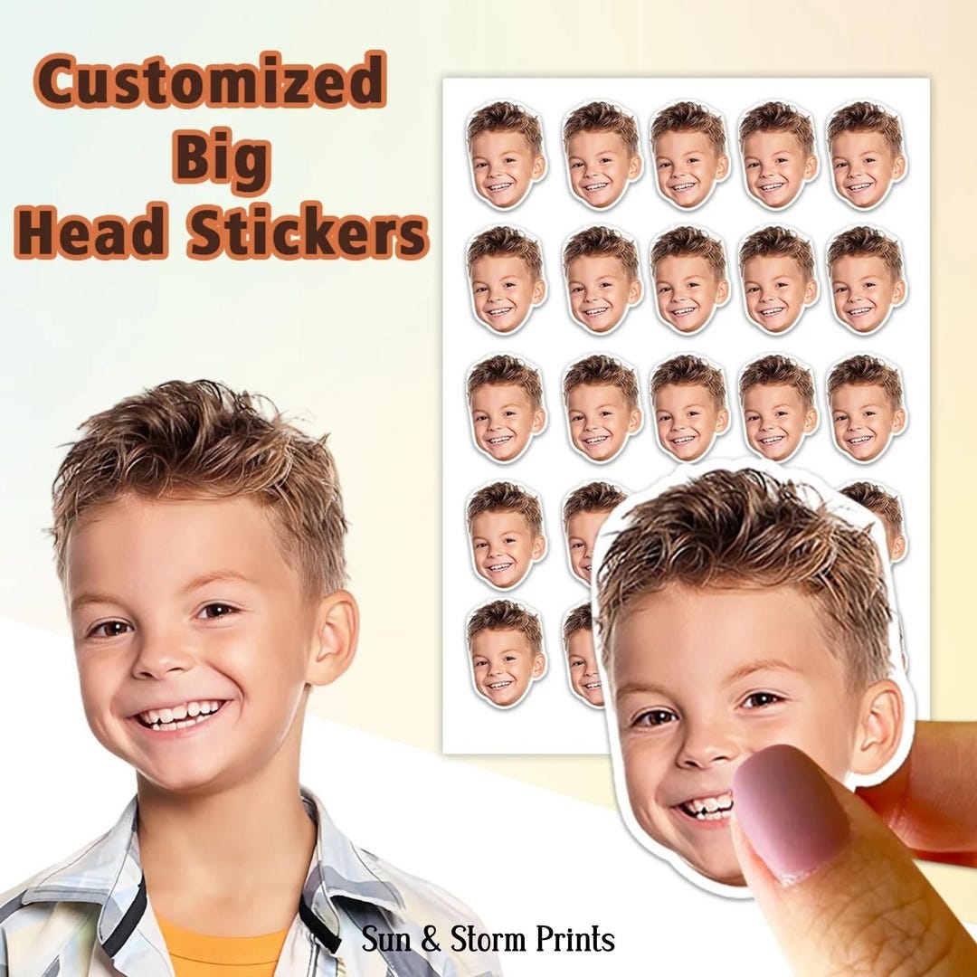 Custom Face Sticker, Custom Photo Sticker, Birthday Party Favors ...