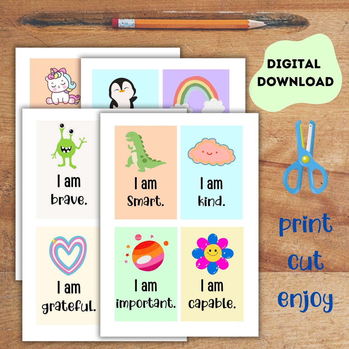 Positive Affirmation Cards for Kids, Positive Quotes, Self Esteem ...