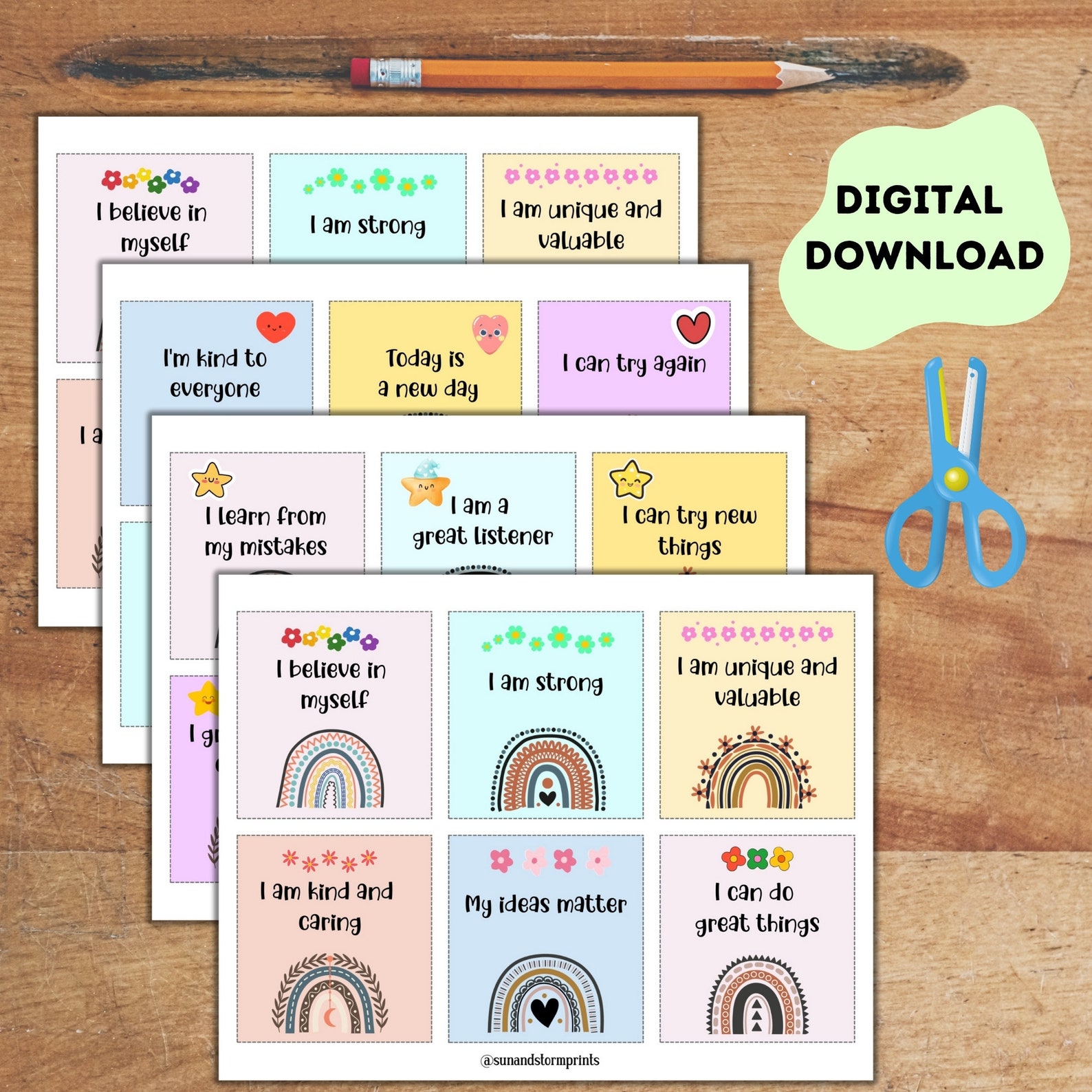 Affirmation Cards for Kids, Positive Quotes, Self Esteem, Confidence ...