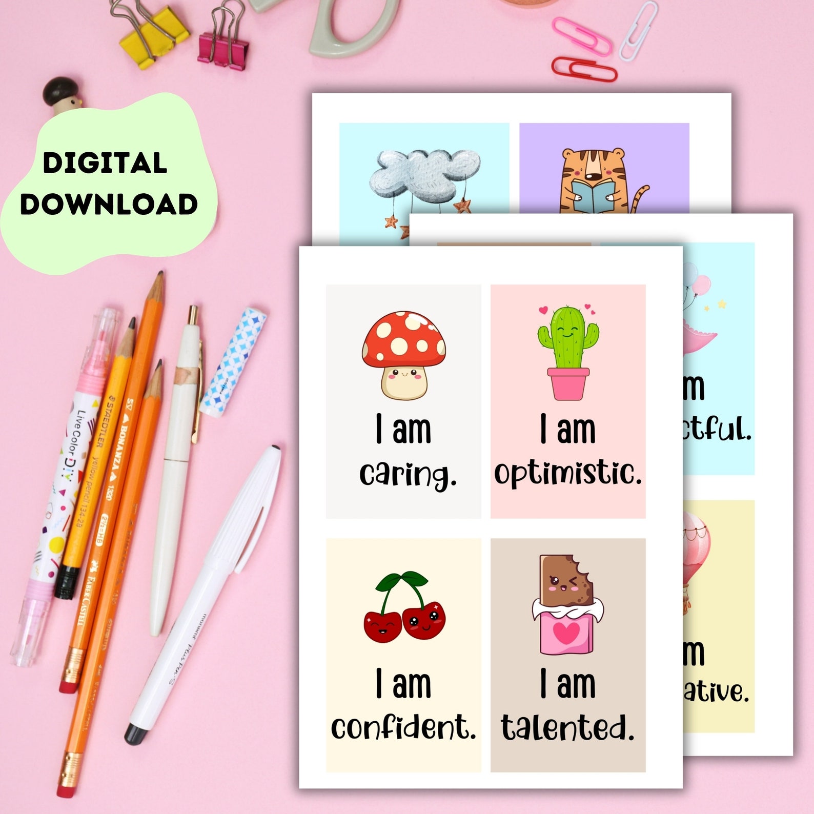 Positive Affirmation Cards for Kids, Positive Quotes, Self Esteem ...