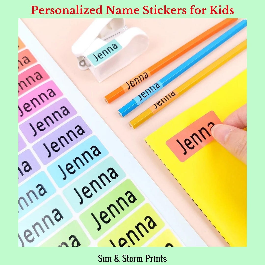 Personalized Name Stickers for Kids, Custom Waterproof Labels for ...