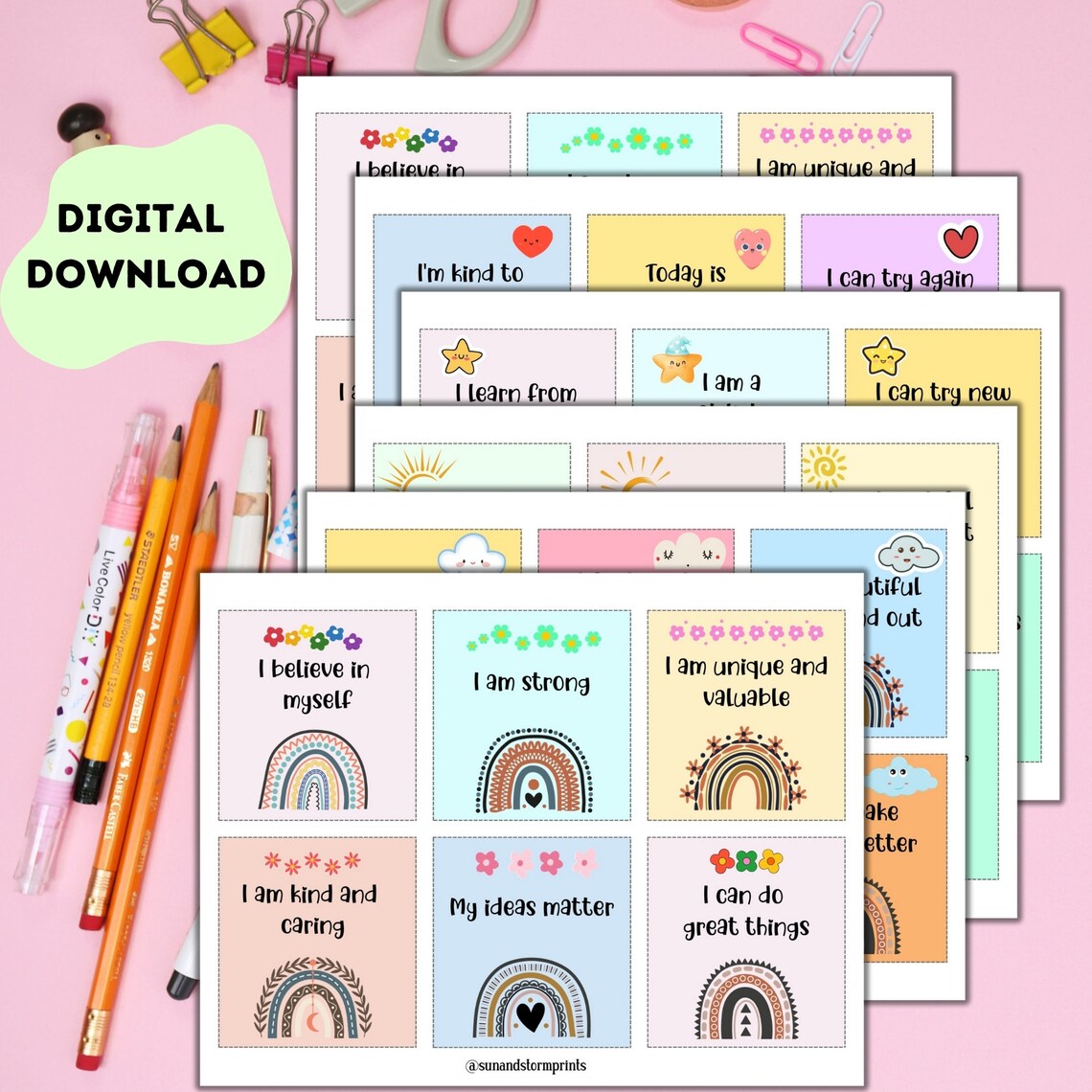 Affirmation Cards for Kids, Positive Quotes, Self Esteem, Confidence ...