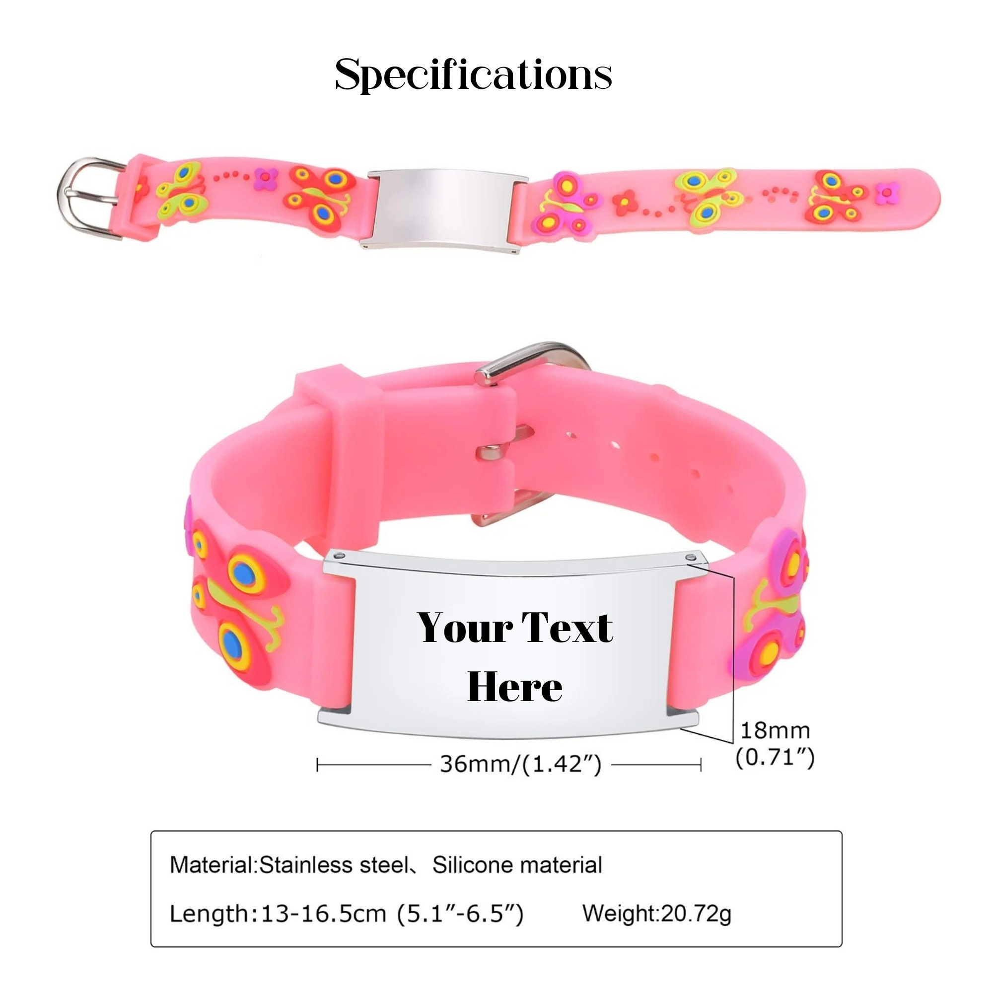 Custom Kids Medical Alert Bracelet, Engraved Silicone ID Band ...