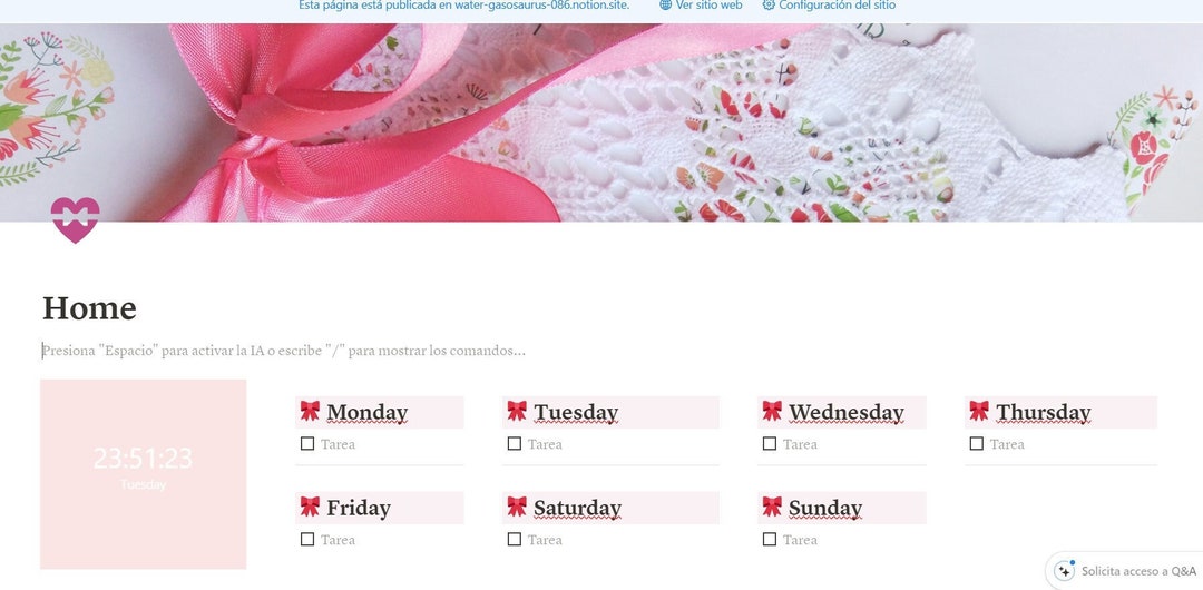 Notion Coquette Template - Etsy