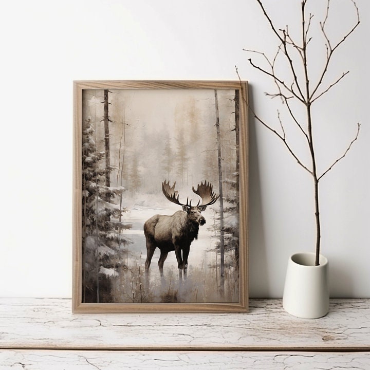 Printable Winter Wildlife Prints, Set of 5 Wintery Animal Wall Art, 5 ...