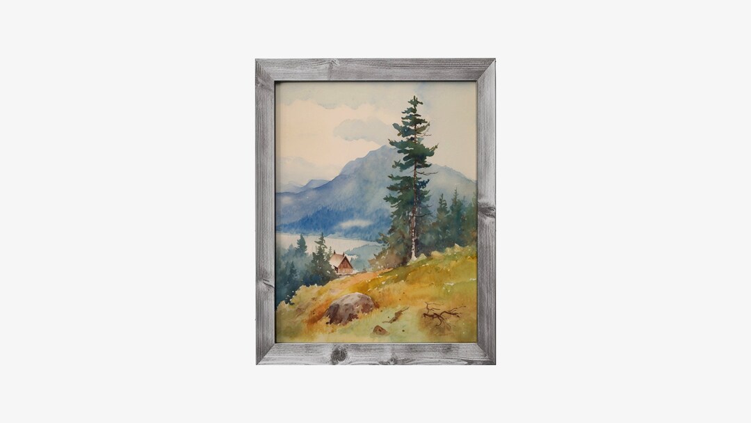 Vintage Watercolor Mountainside Print, Antique Spring Themed Wall Art ...