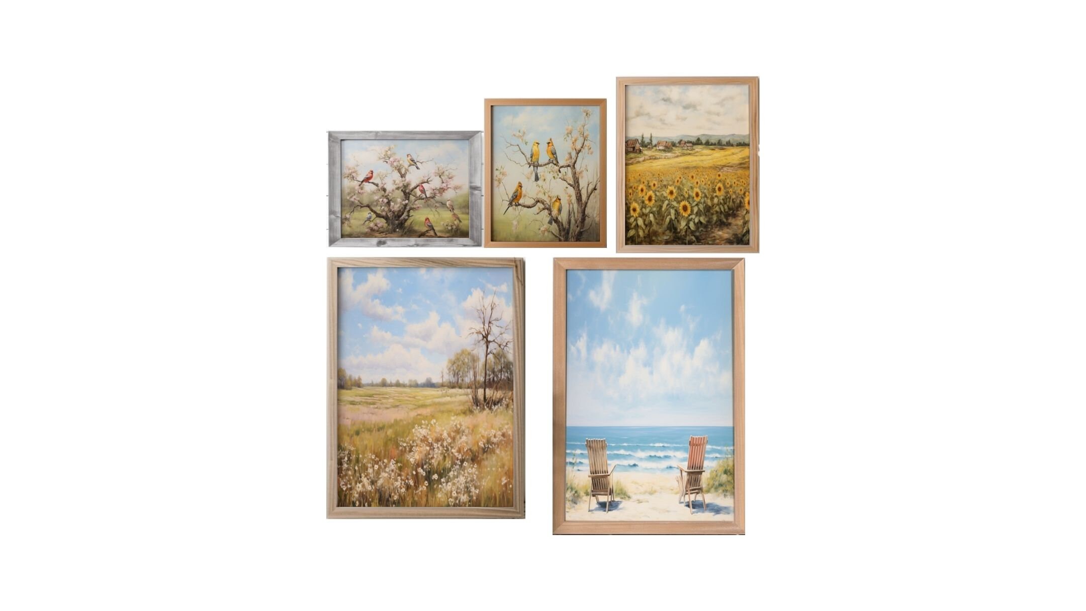 Printable Authentic Springtime Prints, Set of 5 Spring and Summer Wall ...