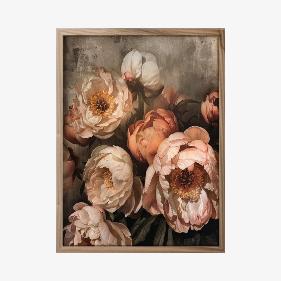 Printable Peonies Bundle Print, Antique Peonies Wall Art, Beautiful ...