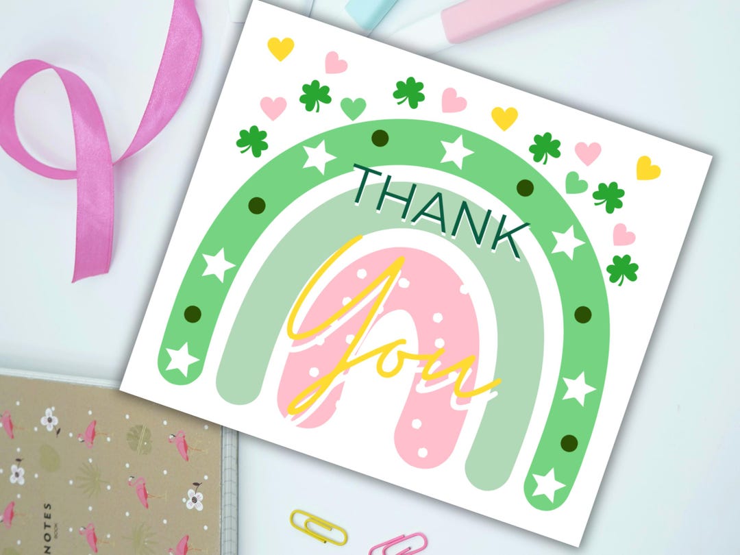 Lucky One Thank You Card, Shamrock Birthday (digital Download) - Etsy