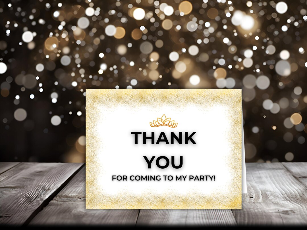 Fancy Thank You Card! Editable Glitter Theme Thank You Card Template ...