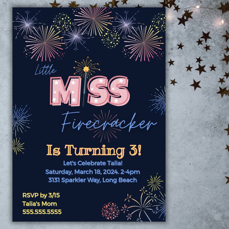Firework Invitation - Etsy