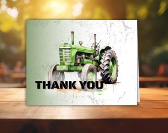 Yellow Tractor Thank You Card! Editable Tractor Theme Thank You Card ...