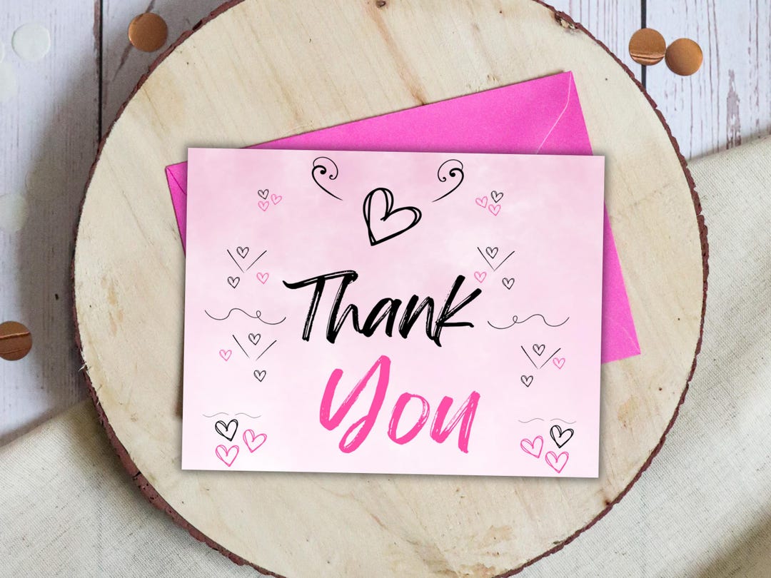 Pink Thank You Card Template, Sassy Birthday Theme (digital Download ...