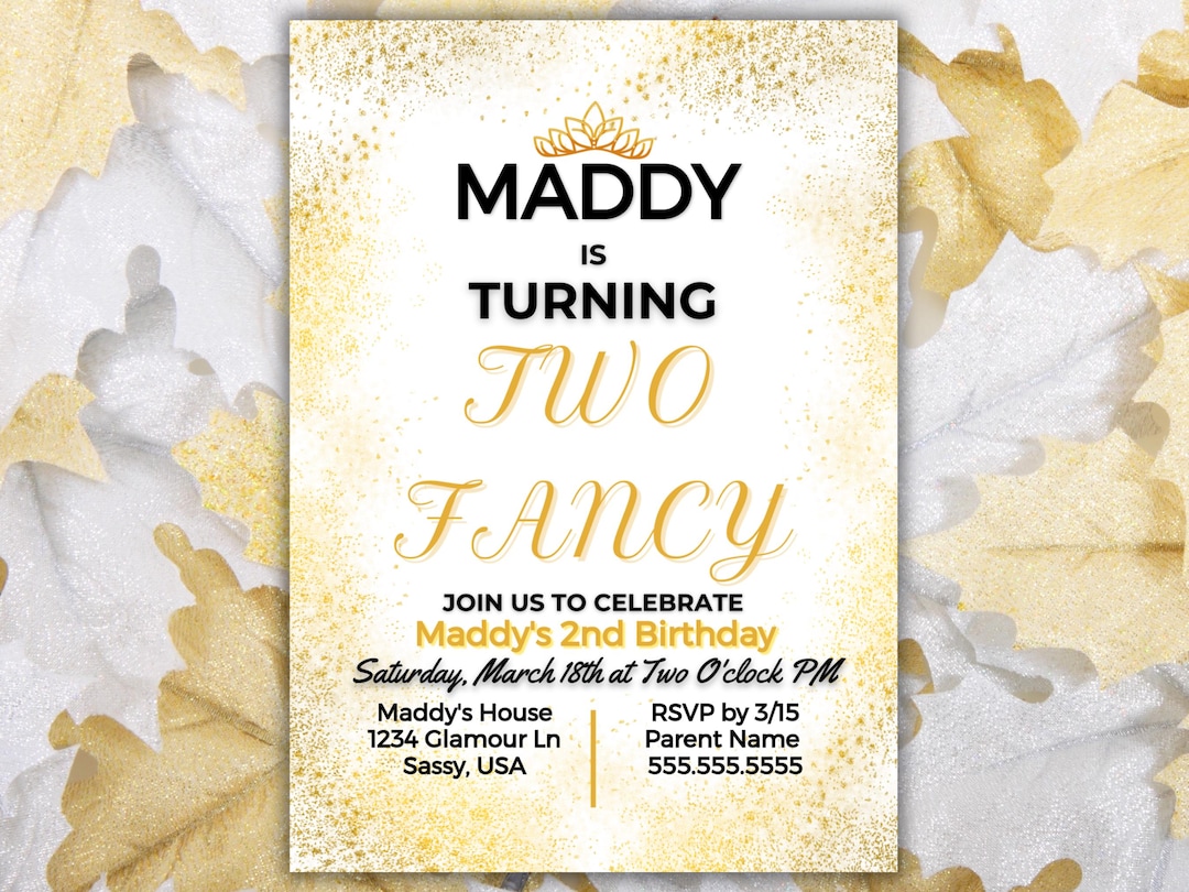 Two Fancy Birthday Invitation, Glitter Theme (digital Download) - Etsy