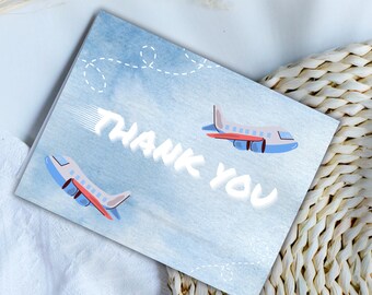 Pilot Thank You Card! Editable Plane and Pilot Theme Thank You Card ...