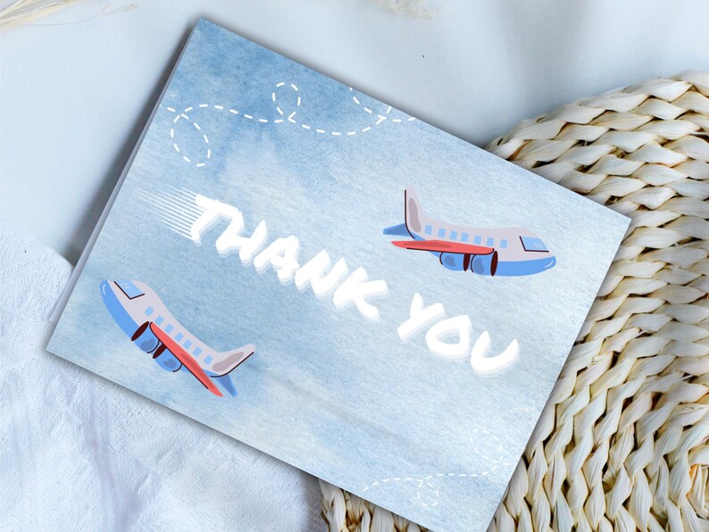 Pilot Airplane Thank You Card, Kids Birthday (digital Download) - Etsy
