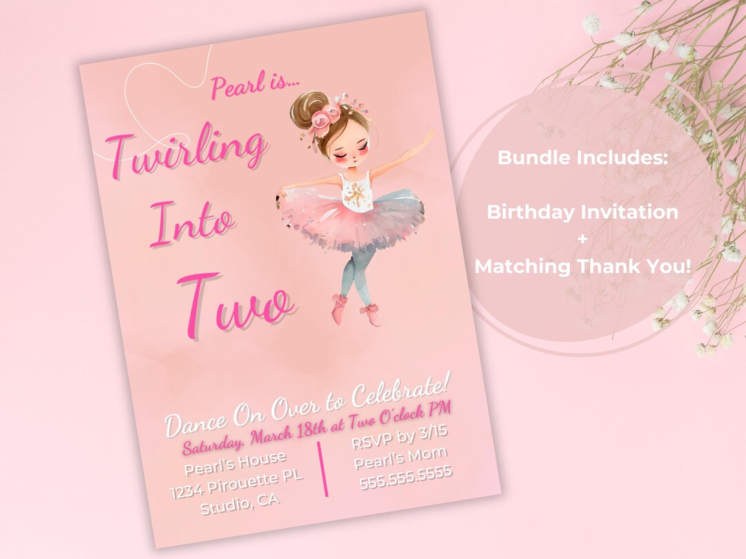 Ballet Birthday Invitation Bundle, Dancing Theme (digital Download) - Etsy