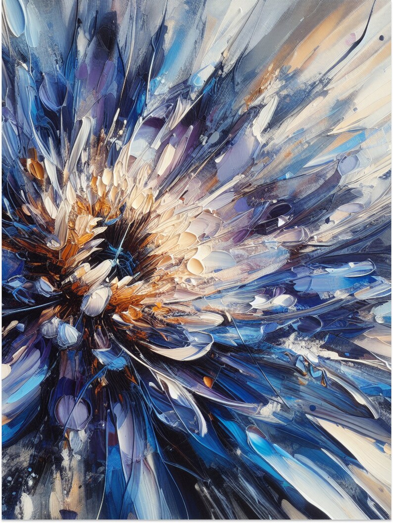 Abstract Expressionist Art Print Flower Aster Symbol September Month ...