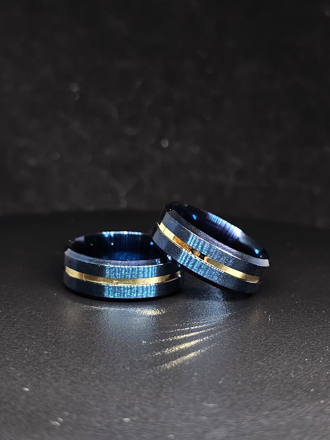 Gold and Blue Stainless Steel Mens Ring Designer Band Wedding Band ...