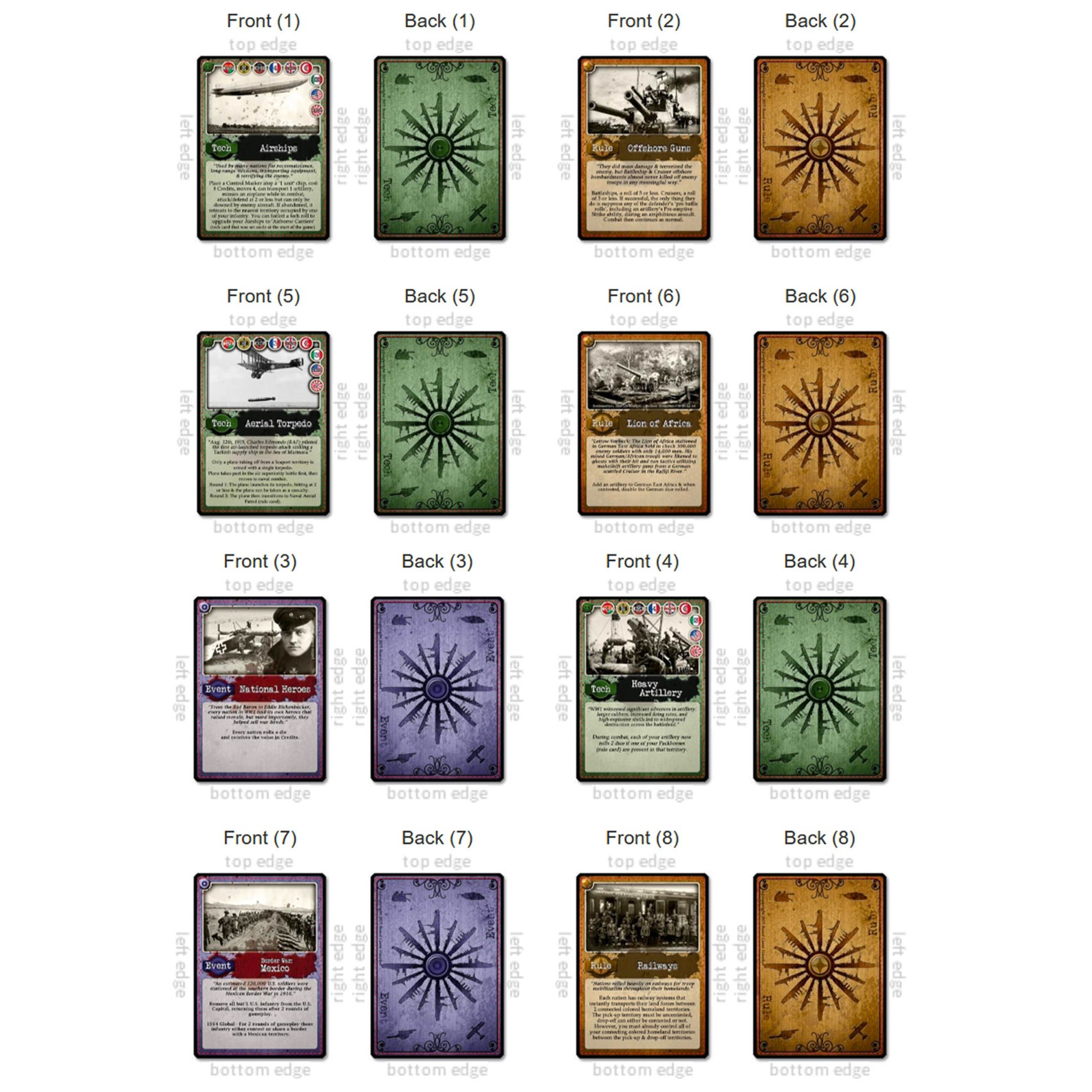 WW1 1914 Historical Deck V5.2 | Axis & Allies + Global WW1 Compatible ...
