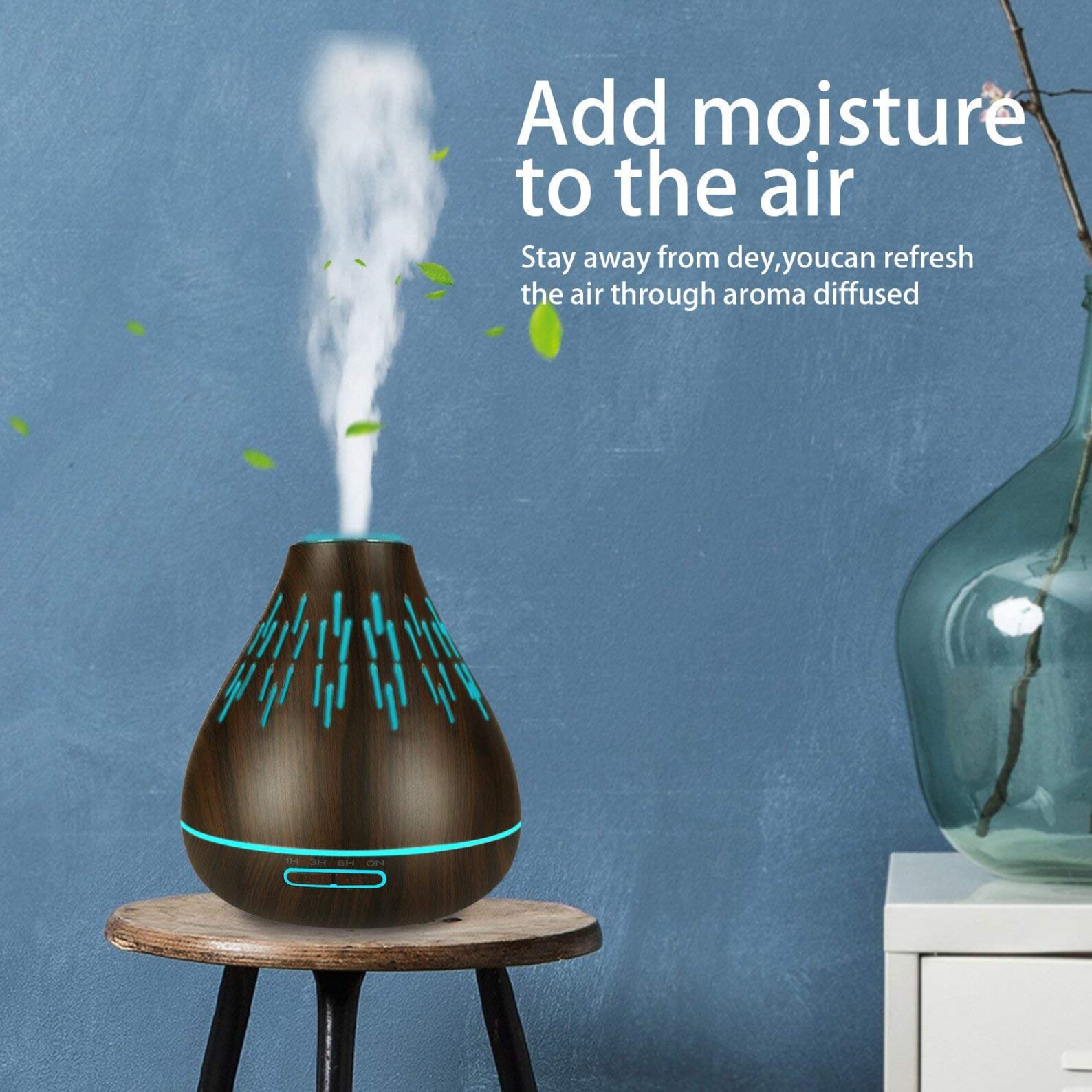 Aroma Essential Oil Diffuser Wood Grain Ultrasonic Aromatherapy Humidifier 400ML (expresso Brown ...