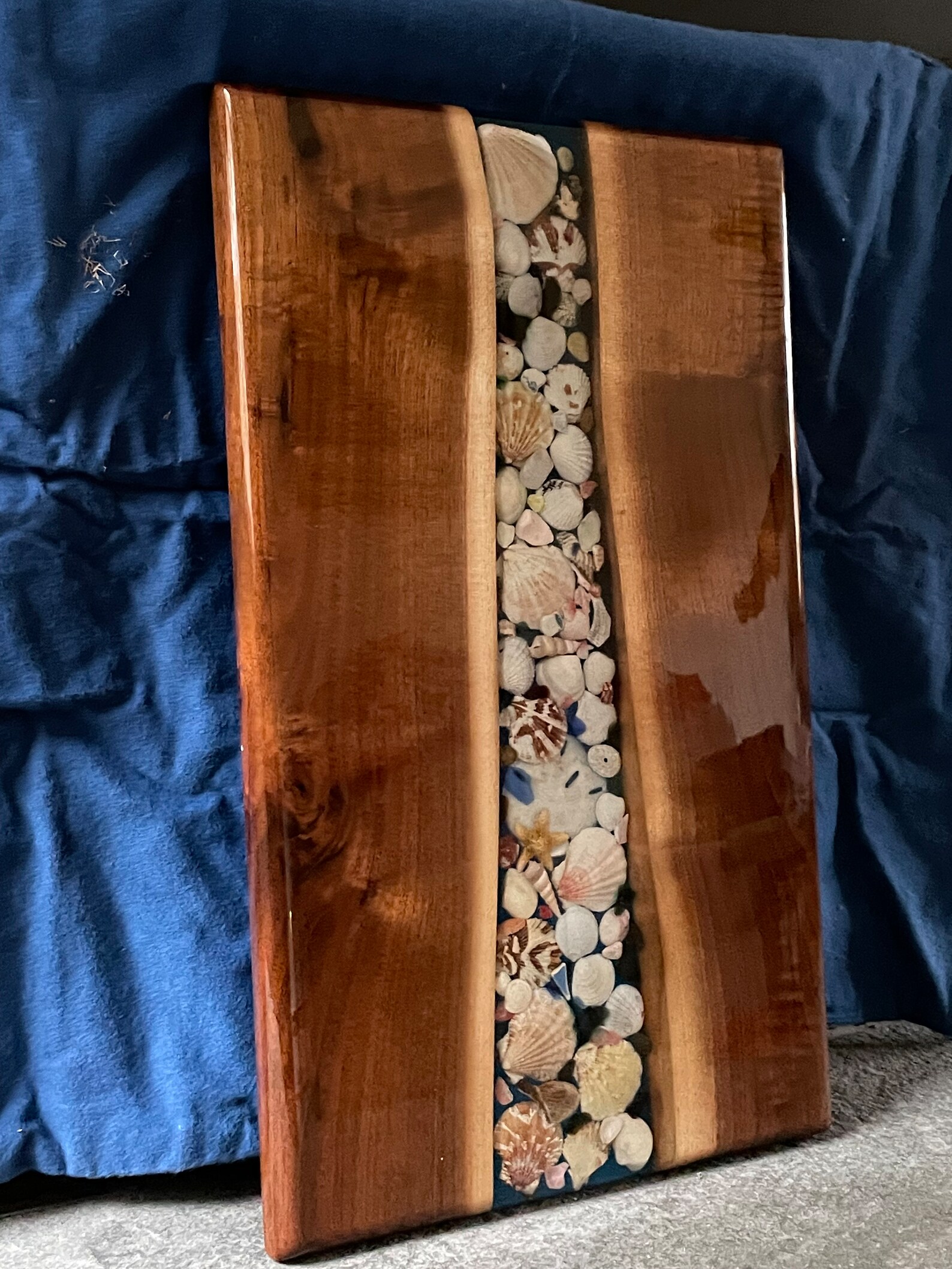 Live Edge Black Walnut Epoxy Seashell Board - Etsy