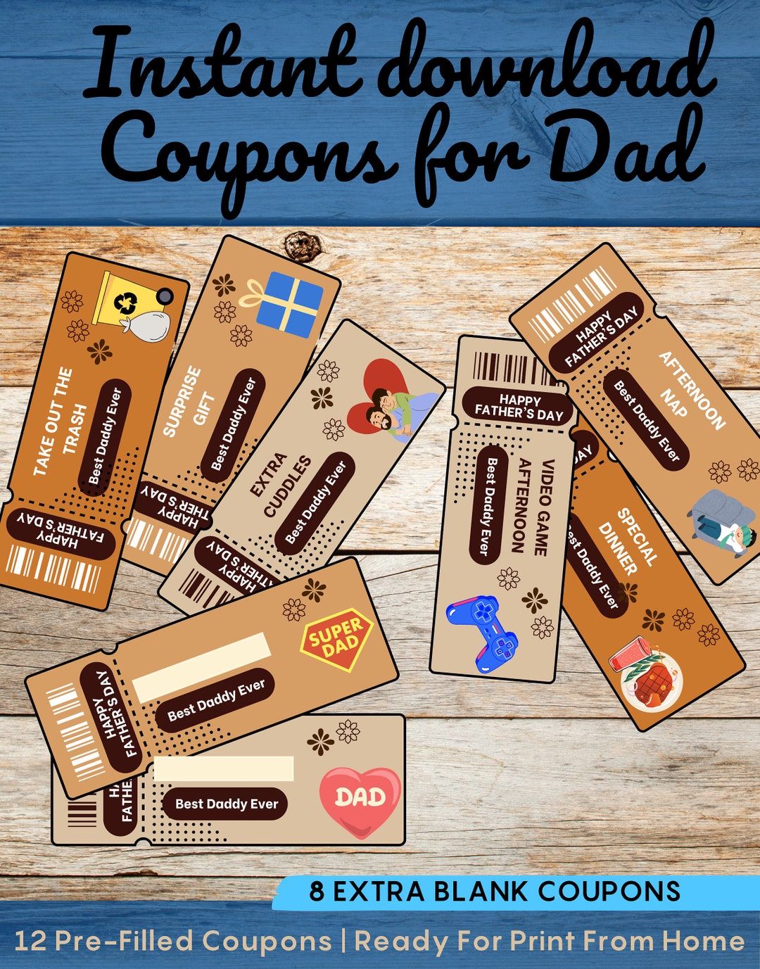 Cupones del Día del Padre imprimibles, Cupones del Día del Padre ...